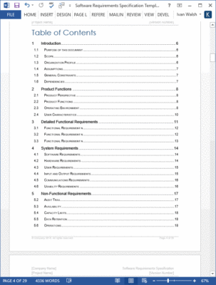 Software Requirements Specifications templates – MS Office Templates ...
