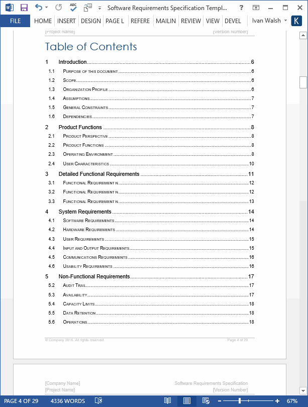 Software Requirements Specifications Templates Templates Forms 