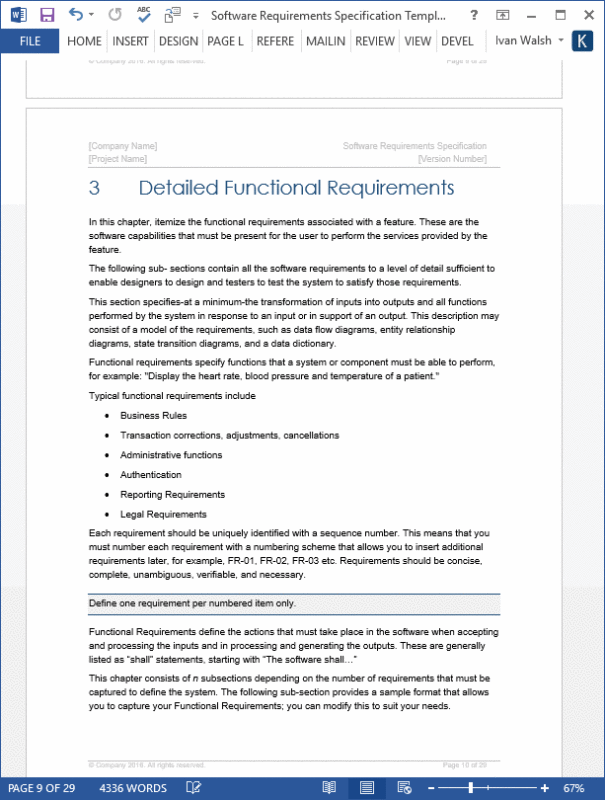 Software Requirements Specifications templates – MS Office Templates ...