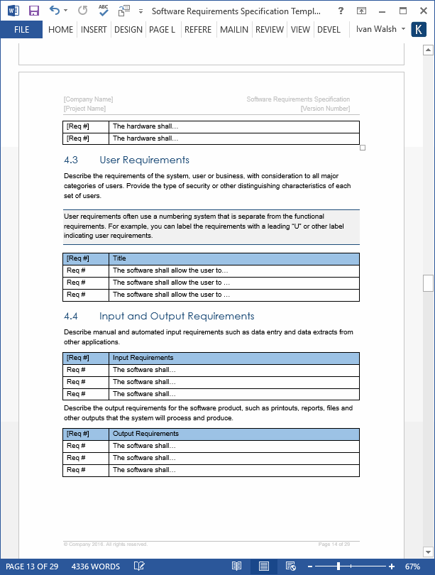 Software Requirements Specifications Templates Templates Forms 