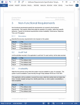Software Requirements Specifications templates – MS Office Templates ...