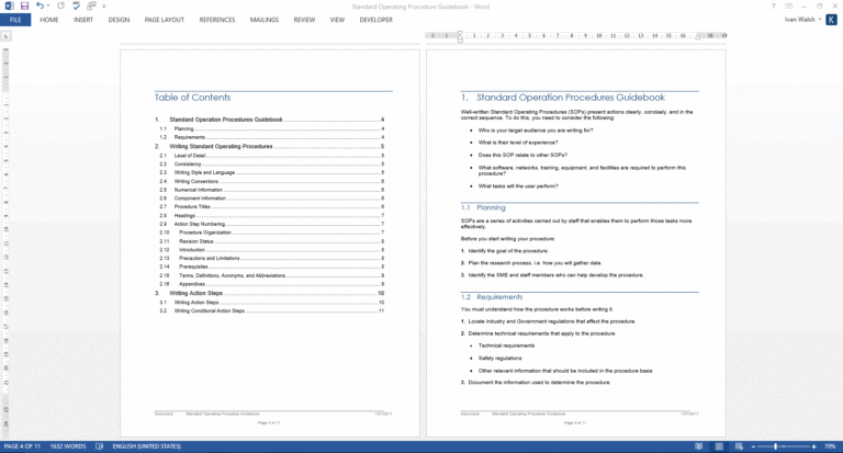 Standard Operating Procedure (SOPs) templates – MS Office Templates ...