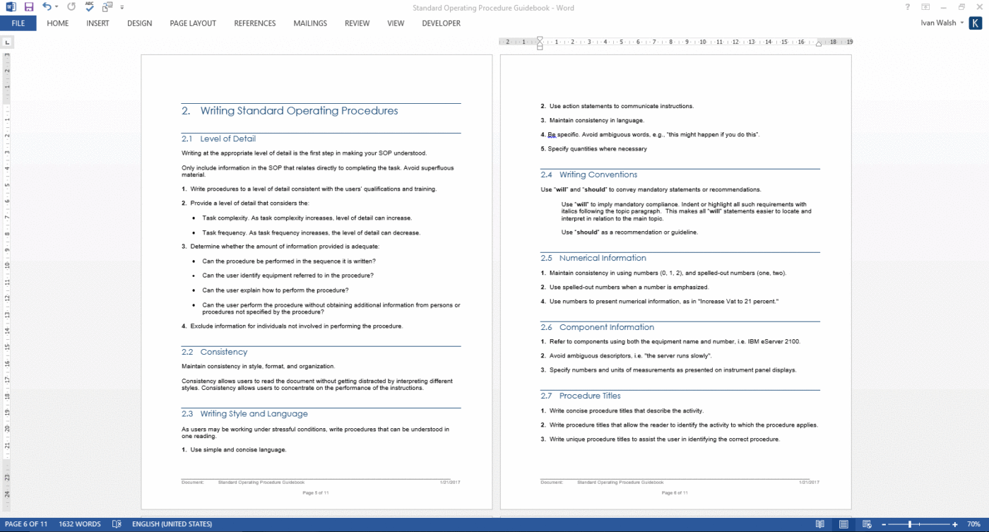 Standard Operating Procedure (SOPs) templates – MS Office Templates ...