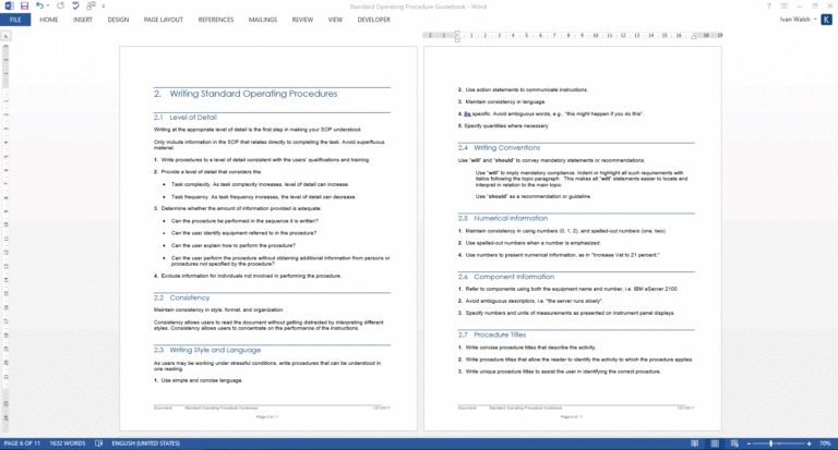 Standard Operating Procedure (SOPs) templates – MS Office Templates ...
