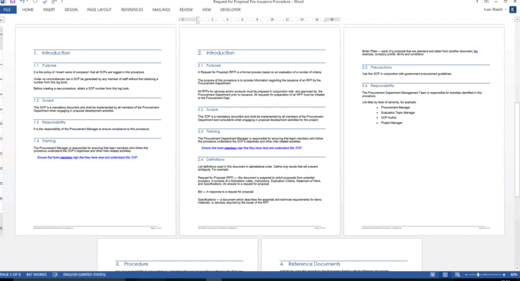 Standard Operating Procedure (SOPs) templates – MS Office Templates ...