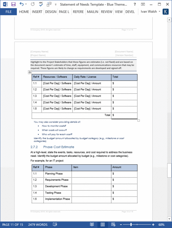 Statement of Needs Template – MS Office Templates with AI prompts