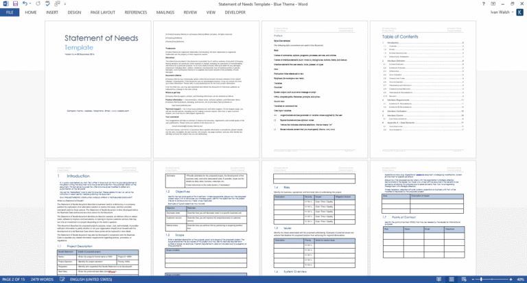 Statement of Needs Template – MS Office Templates with AI prompts