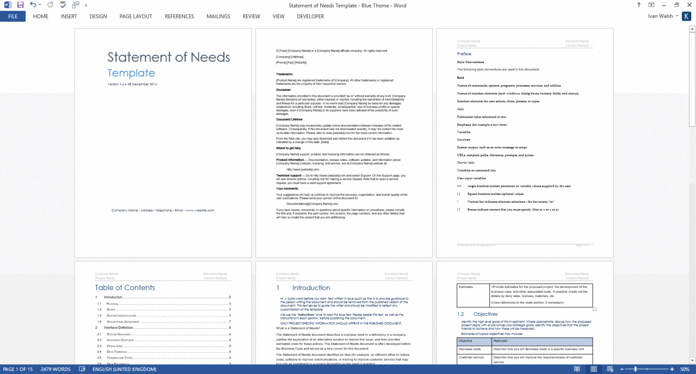 Statement of Needs Template – MS Office Templates with AI prompts