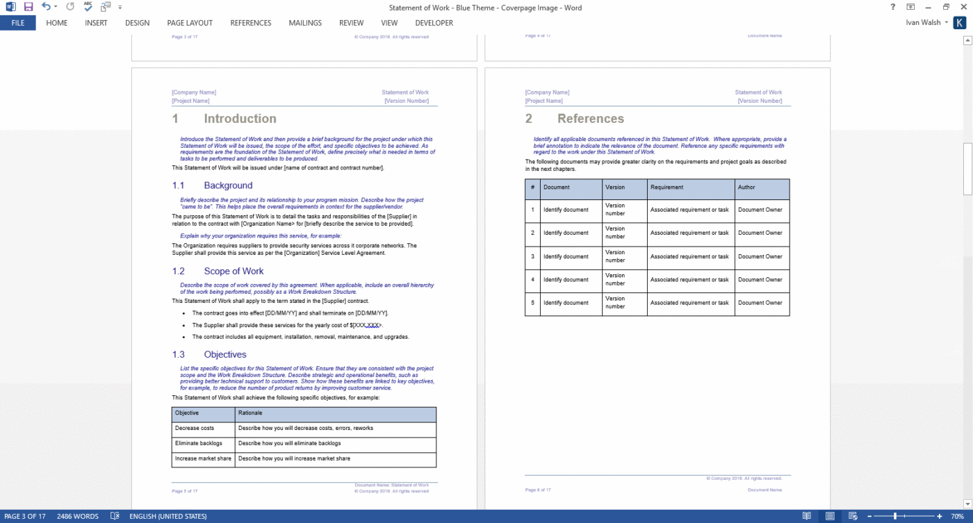Statement of Work template – MS Office Templates with AI prompts