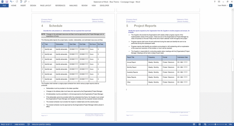 Statement of Work template – MS Office Templates with AI prompts