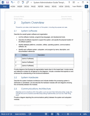 System Administration Guide Templates – MS Office Templates with AI prompts