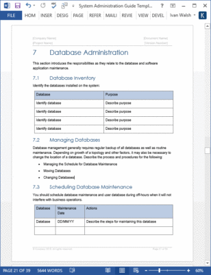 System Administration Guide Templates – MS Office Templates with AI prompts