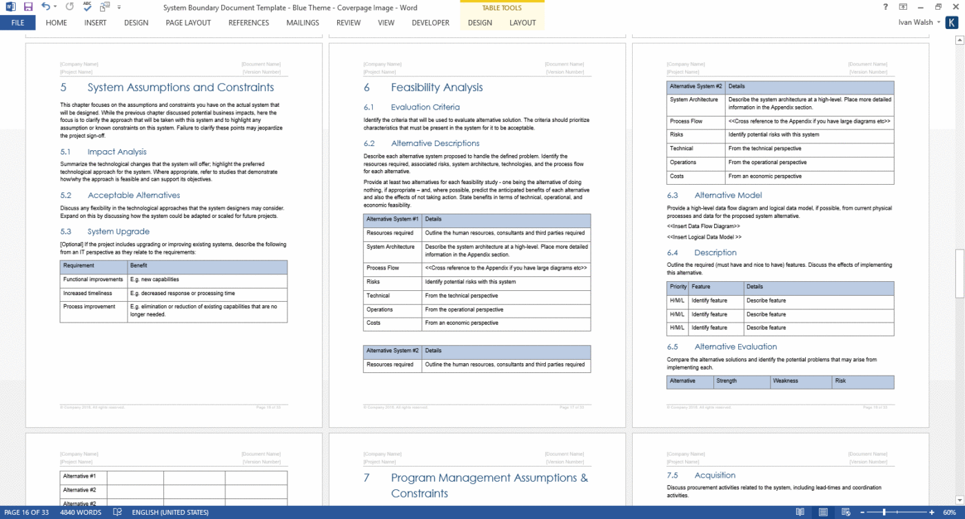 System Boundary Document Templates – MS Office Templates with AI prompts
