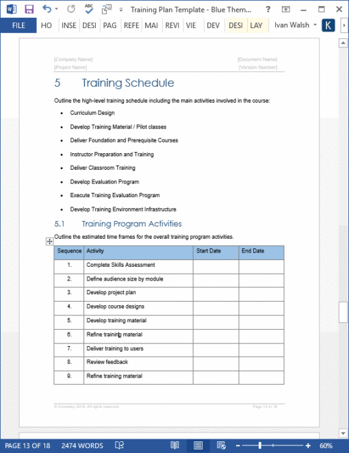 Training Plan Templates Templates Forms Checklists For MS Office 