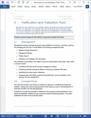 Verification & Validation Plan Template – MS Office Templates with AI ...
