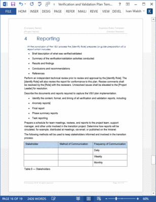 Verification & Validation Plan Template – Templates, Forms, Checklists ...