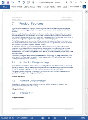 Vision Document Template – MS Office Templates with AI prompts