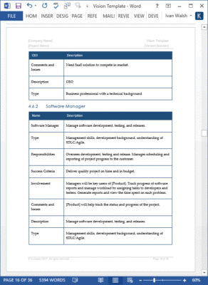 Vision Document Template – MS Office Templates with AI prompts