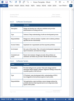 Vision Document Template – MS Office Templates with AI prompts