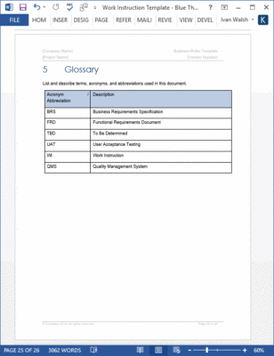 Work Instruction Templates (MS Word) – MS Office Templates with AI prompts