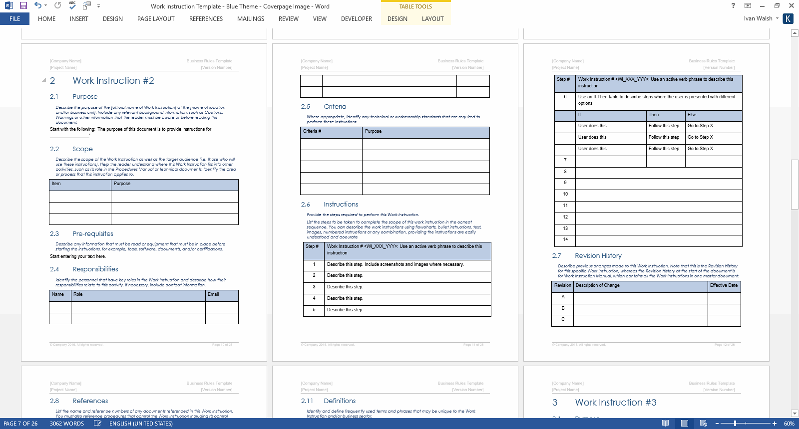 Work Instruction Template Word Templates Forms Checklists For MS 