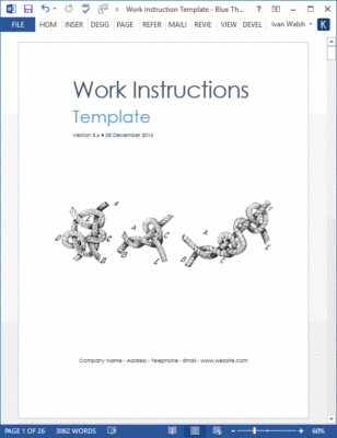Work Instruction Template (Word) – Templates, Forms, Checklists for MS ...