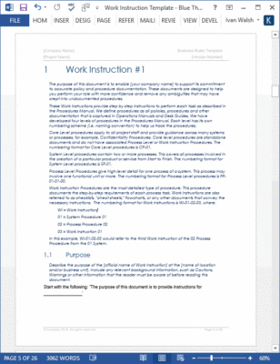 Work Instruction Templates (MS Word) – MS Office Templates with AI prompts