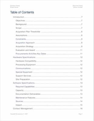 Acquisition Plan template (Apple) – MS Office Templates with AI prompts