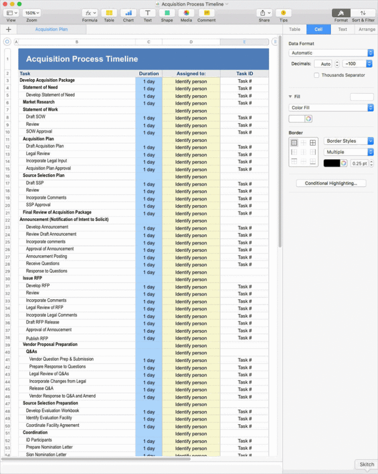 Acquisition Plan template (Apple) – MS Office Templates with AI prompts