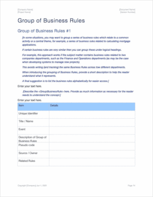 Business Rules Template (Apple Pages) – MS Office Templates with AI prompts