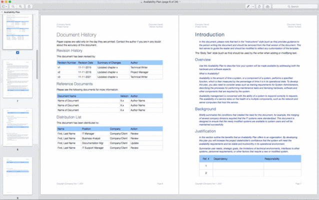 Availability Plan Template (Apple) – MS Office Templates with AI prompts