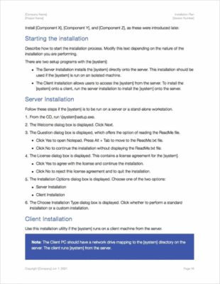 Installation Plan Templates (Apple) – MS Office Templates with AI prompts