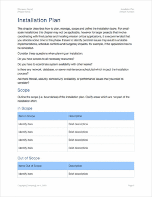 Installation Plan Templates (Apple) – MS Office Templates with AI prompts