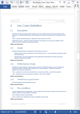 Business Use Case Template – MS Office Templates with AI prompts