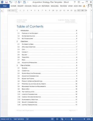 Acquisition Strategy Plan Template – MS Office Templates with AI prompts