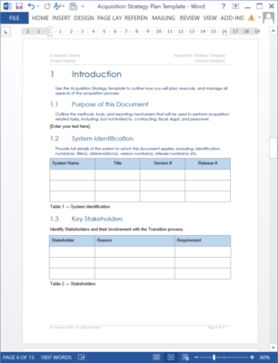 Acquisition Strategy Plan Template – MS Office Templates with AI prompts