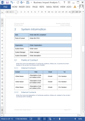 Business Impact Analysis (BIA) Template – MS Office Templates with AI ...