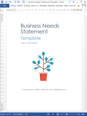 Business Needs Statement Template – MS Office Templates with AI prompts