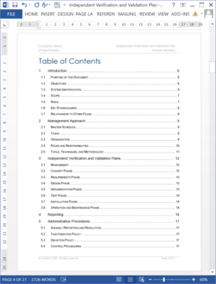 Independent Verification and Validation template – MS Office Templates ...