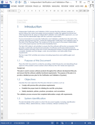 Independent Verification and Validation template – MS Office Templates ...