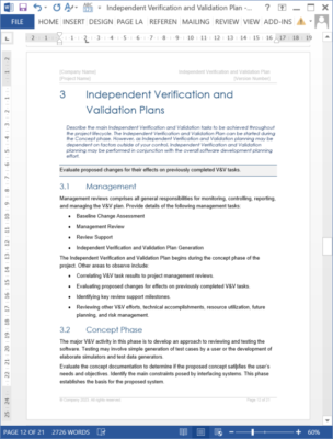 Independent Verification and Validation template – MS Office Templates ...