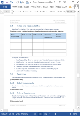 Data Conversion Plan Template – MS Office Templates with AI prompts