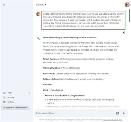 Google Gemini – How to export answers to Google Docs – MS Office ...