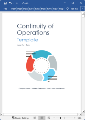 NEW – Continuity of Operations Plan Templates – MS Office Templates ...