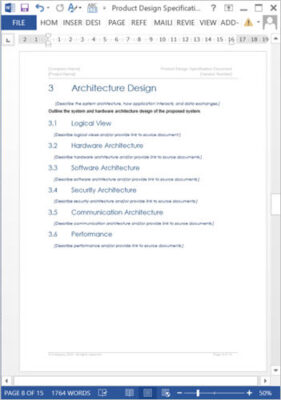 Product Design Specification Template – MS Office Templates with AI prompts