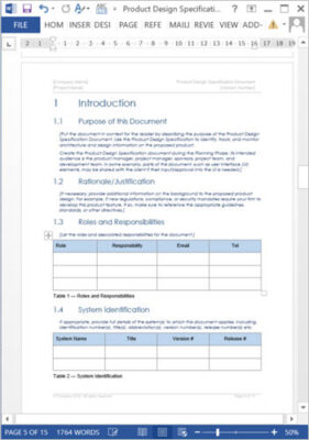 Product Design Specification Template (Agile) – MS Office Templates ...