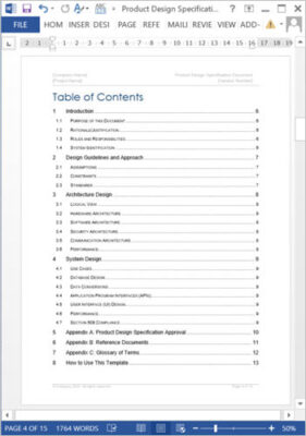 Product Design Specification Template – MS Office Templates with AI prompts