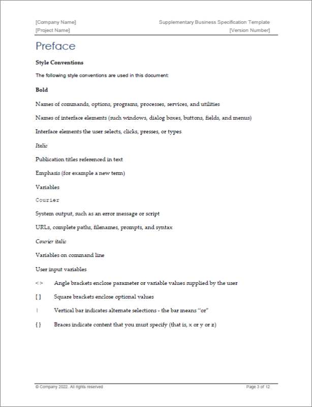 Supplementary Specification Template (MS Word) – MS Office Templates ...