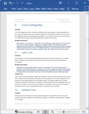 Cost Management Plan Templates – MS Office Templates with AI prompts