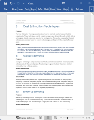 Cost Management Plan Templates – MS Office Templates with AI prompts